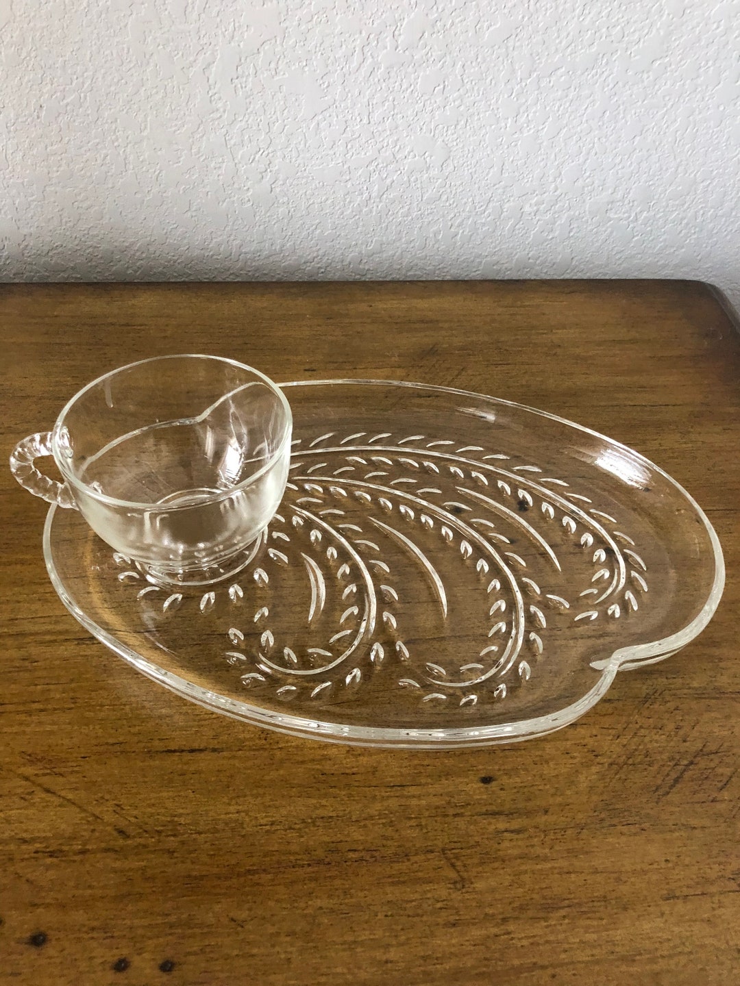 Homestead Wheat Pattern Depression Glass Snack Plate With Cup - Etsy