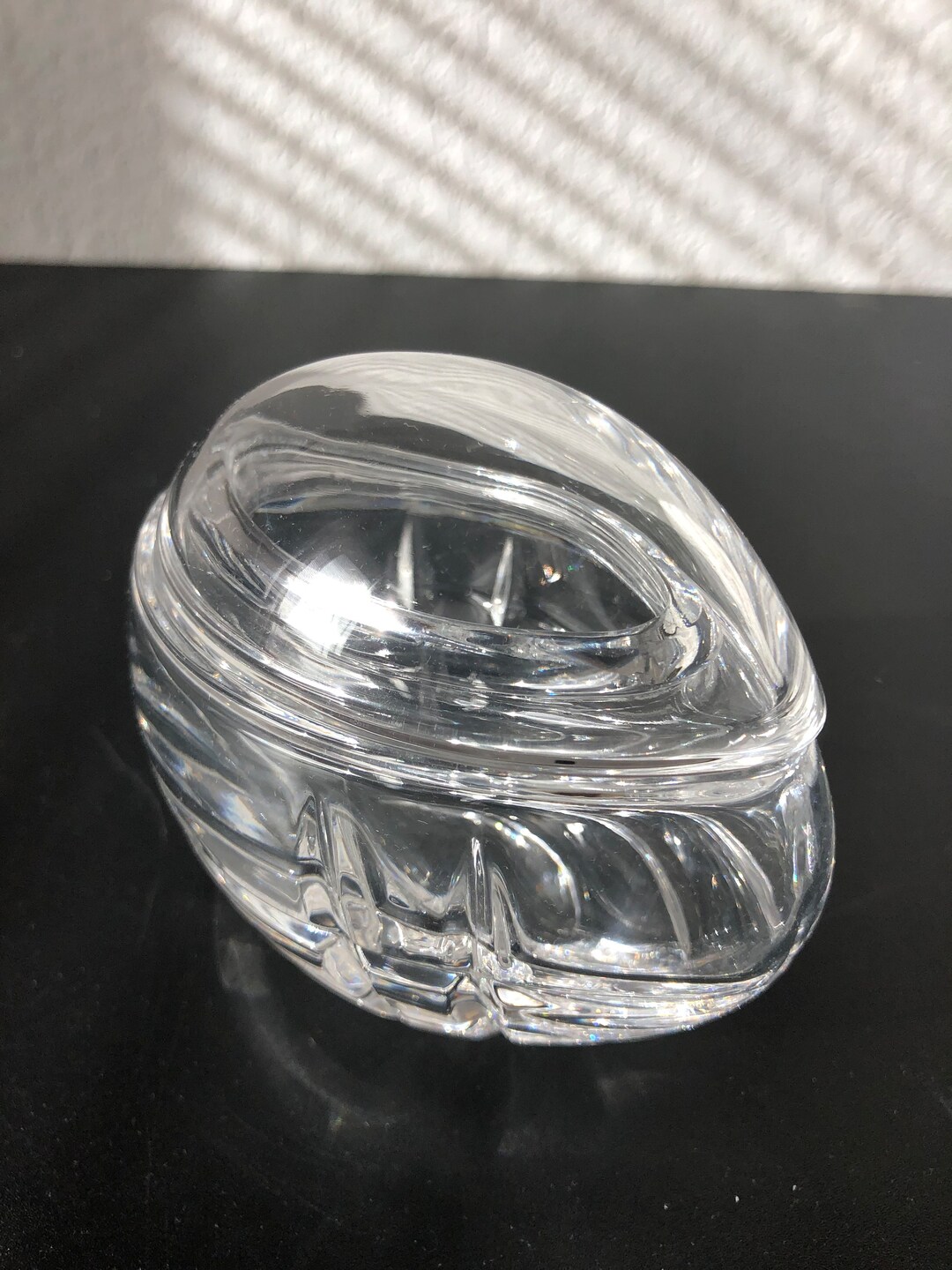 Vintage Football or Oval Shaped Cut Glass Trinket Box - Etsy