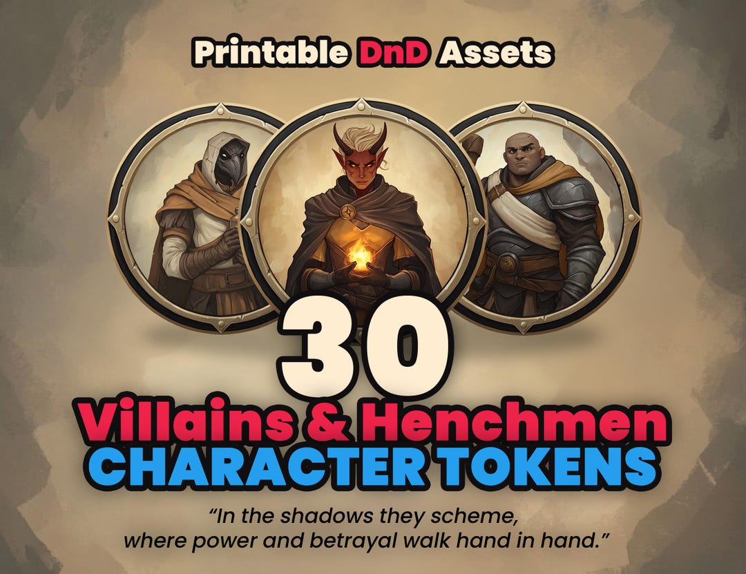 Dnd Tokens Villains and Henchmen Character Pack Printable Tokens for ...