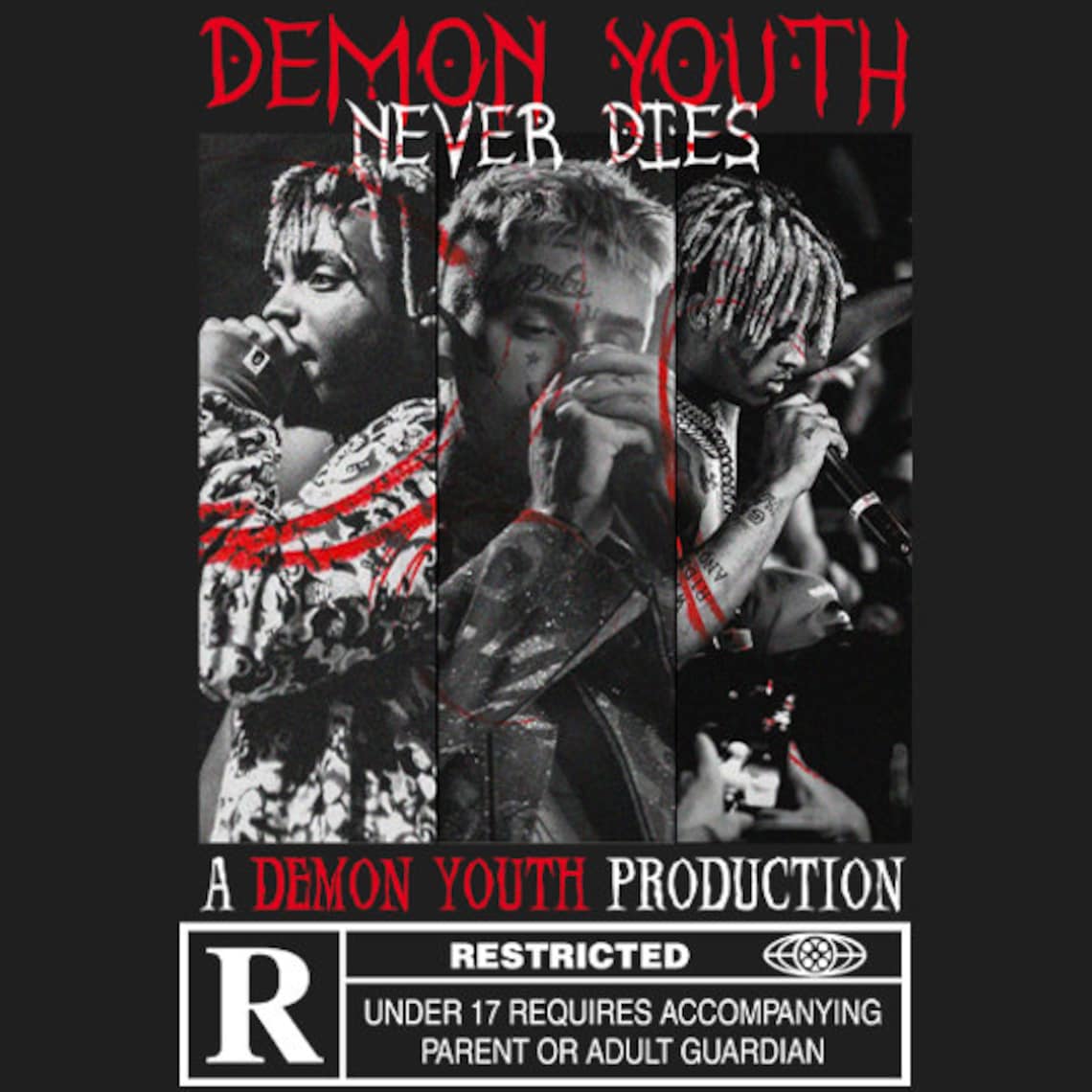 Demon Youth Never Dies PNG, T-shirt Design PNG, Lil Peep, Juice Wrld ...