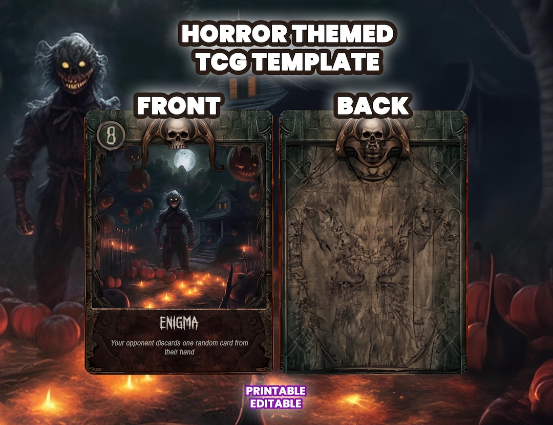 TCG Template, Horror Themed Trading Card Game Creator Template - PSD ...