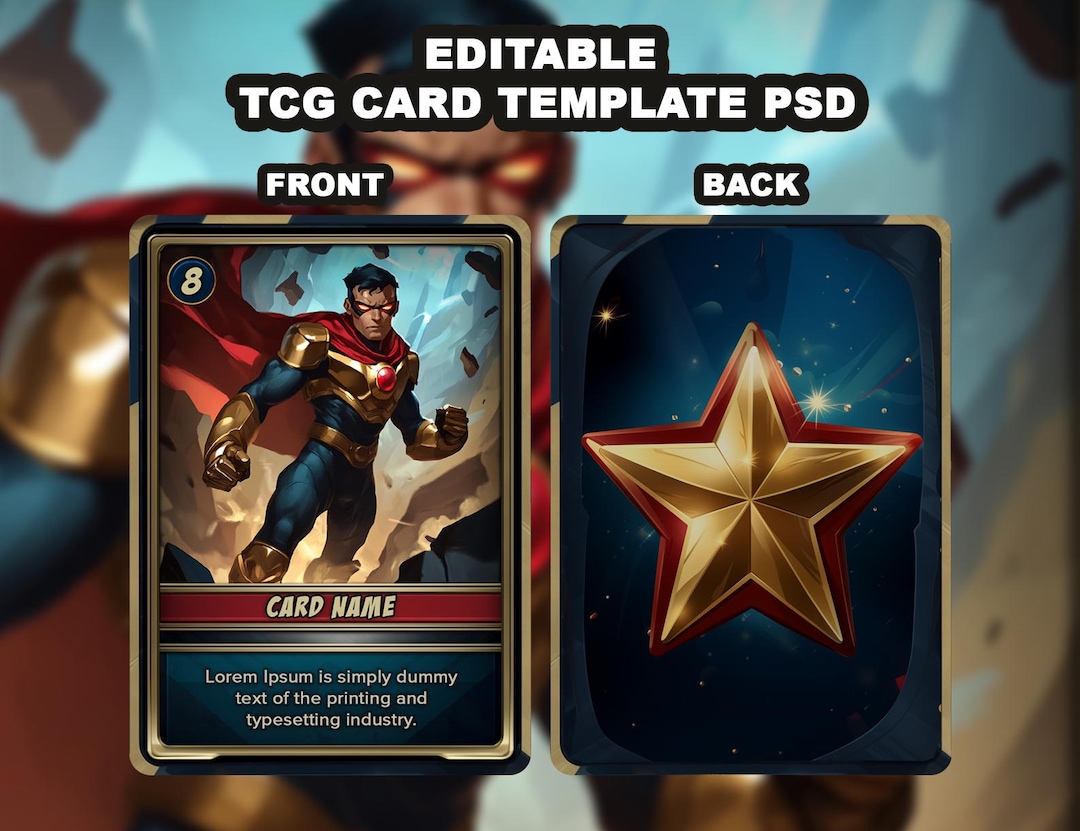 TCG Template, Superhero Themed Trading Card Game Creator Template - PSD ...