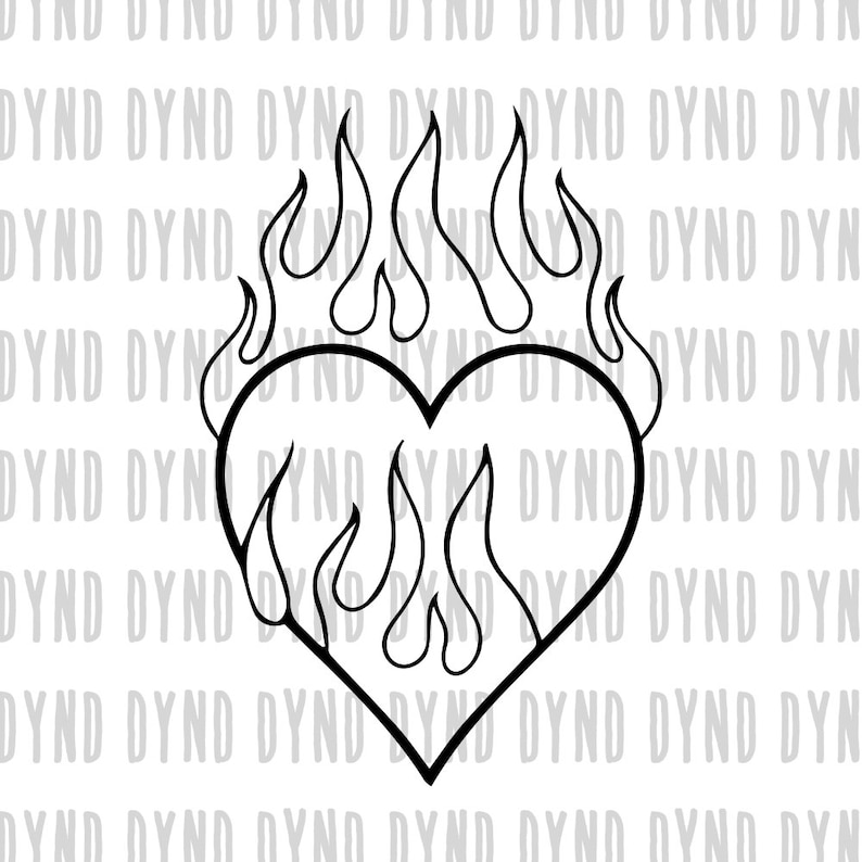 Flaming Heart Svg Tattoo Design Tattoo Tattoo Svg Svg - Etsy UK