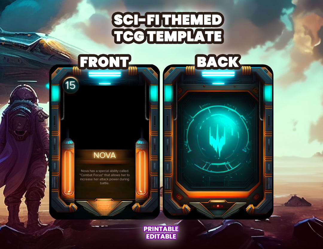 TCG Template, Sci-fi Themed Trading Card Game Creator Template - PSD ...