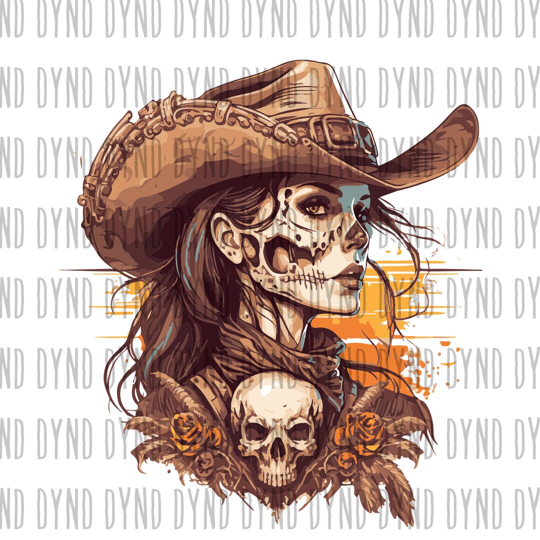 Cowgirl Skull Svg File for Sublimation , Western Skull Svg , Western Cowgirl Png , Sublimation ...