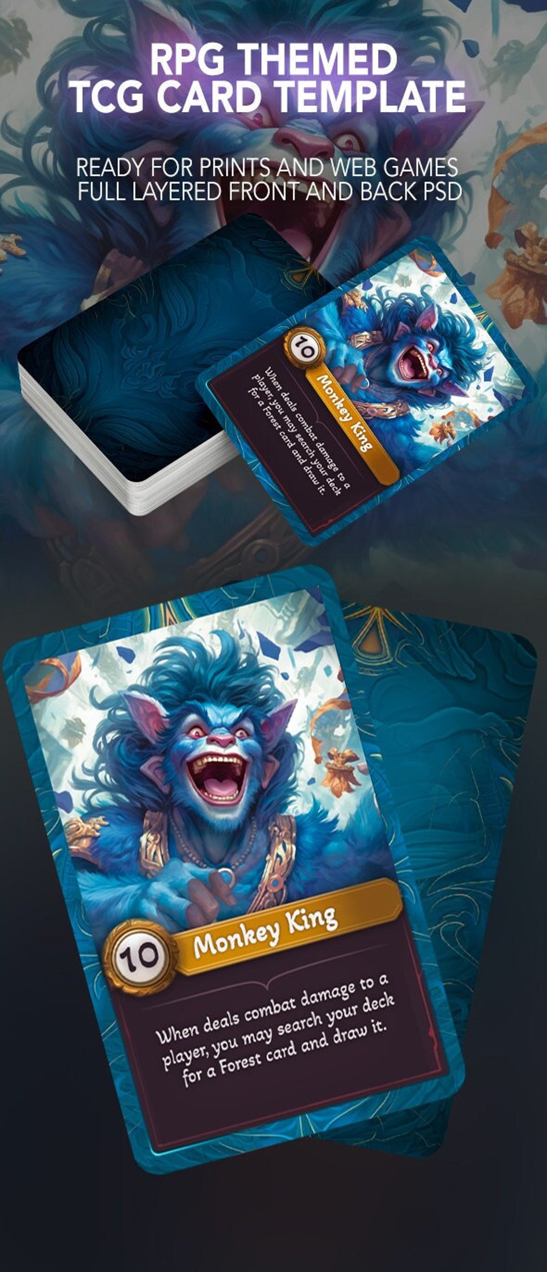 TCG Card Game Template PSD File TCG Card Design Trading - Etsy