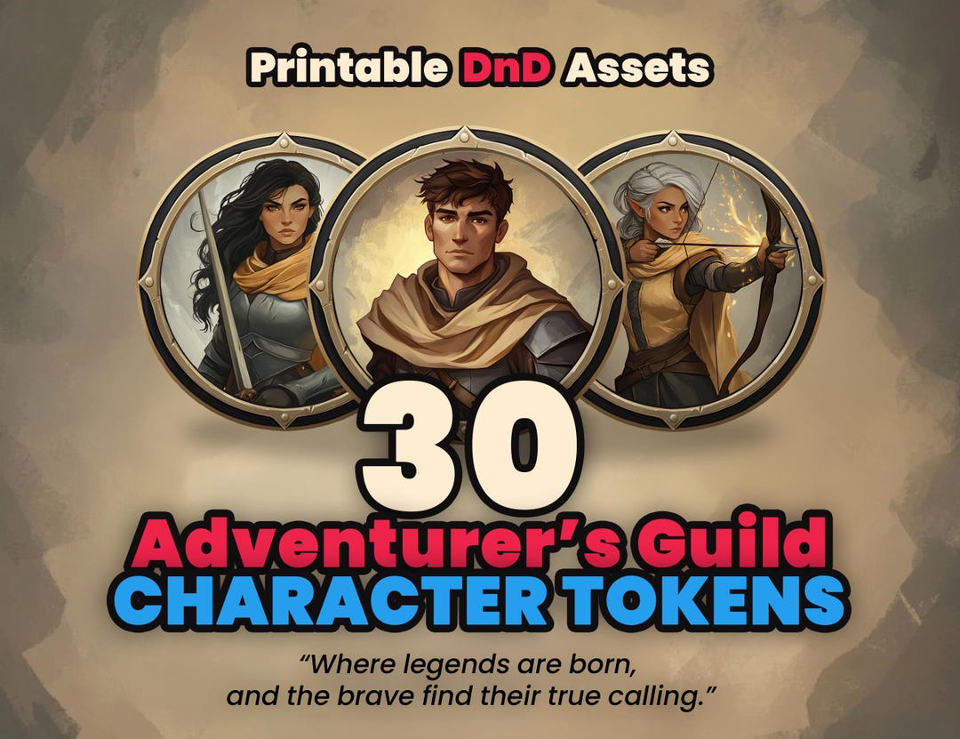 Dnd Tokens - Adventurer’s Guild - Character Pack - Printable Tokens for ...