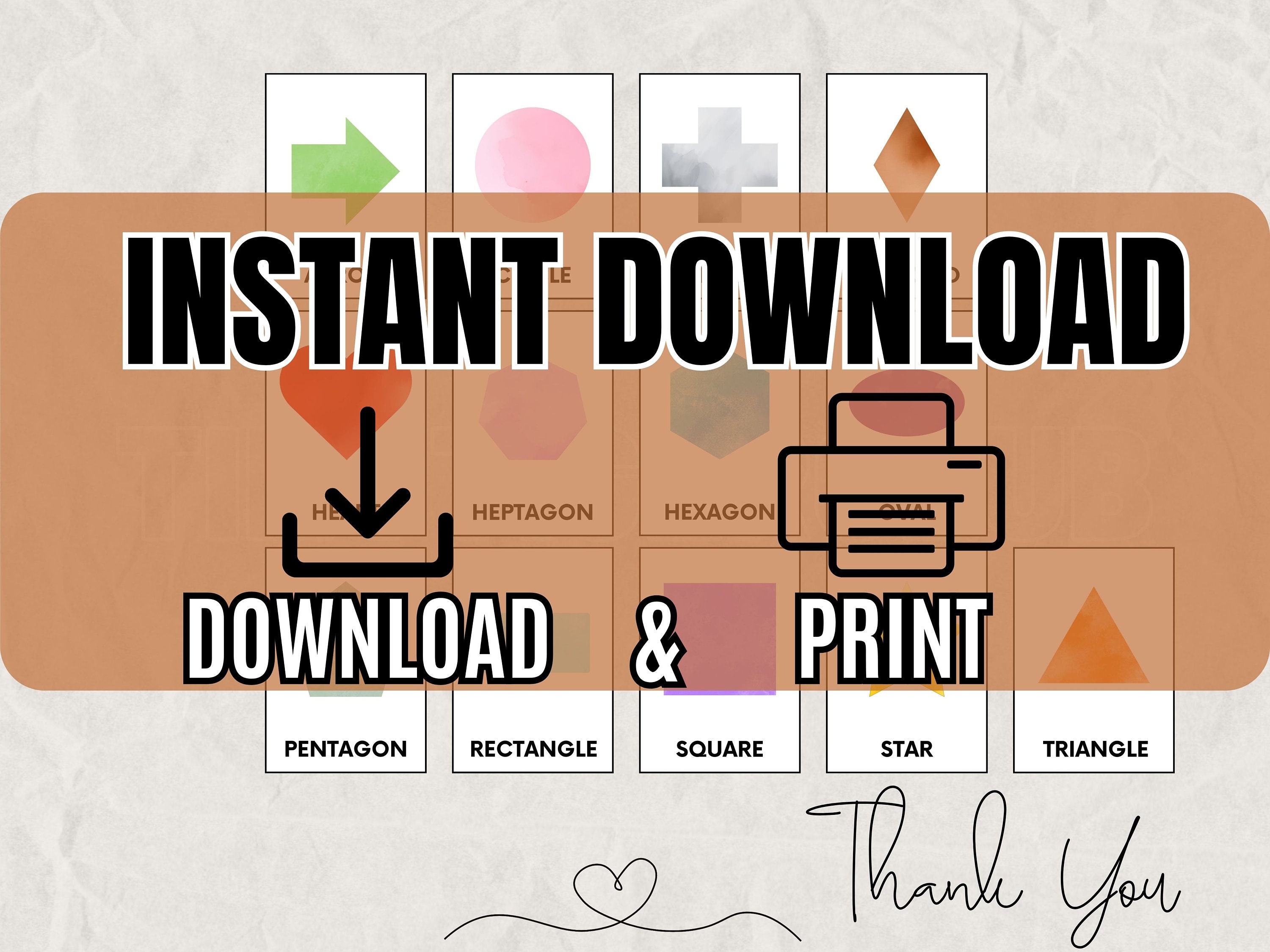 13 Rainbow Shapes Flash Cards, Montessori Flash Cards, Preschool ...