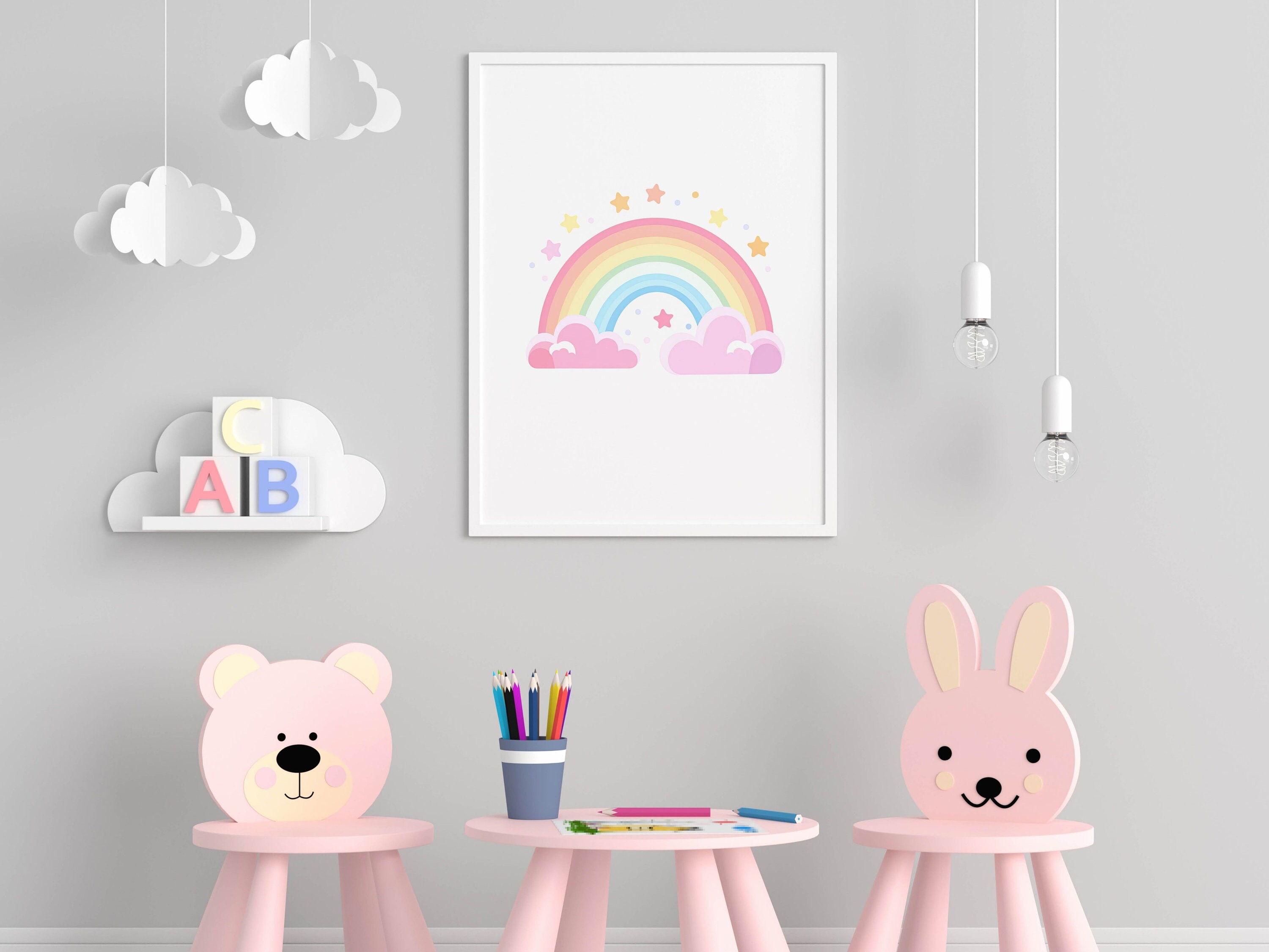 Pastel Rainbow Unicorn Clouds Set of 3 Print, Nursery Wall Art ...