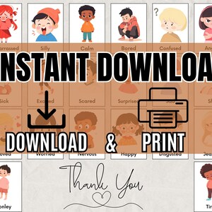 Kids' Emotion Flashcards Set, Printable Montessori Learning Resources ...