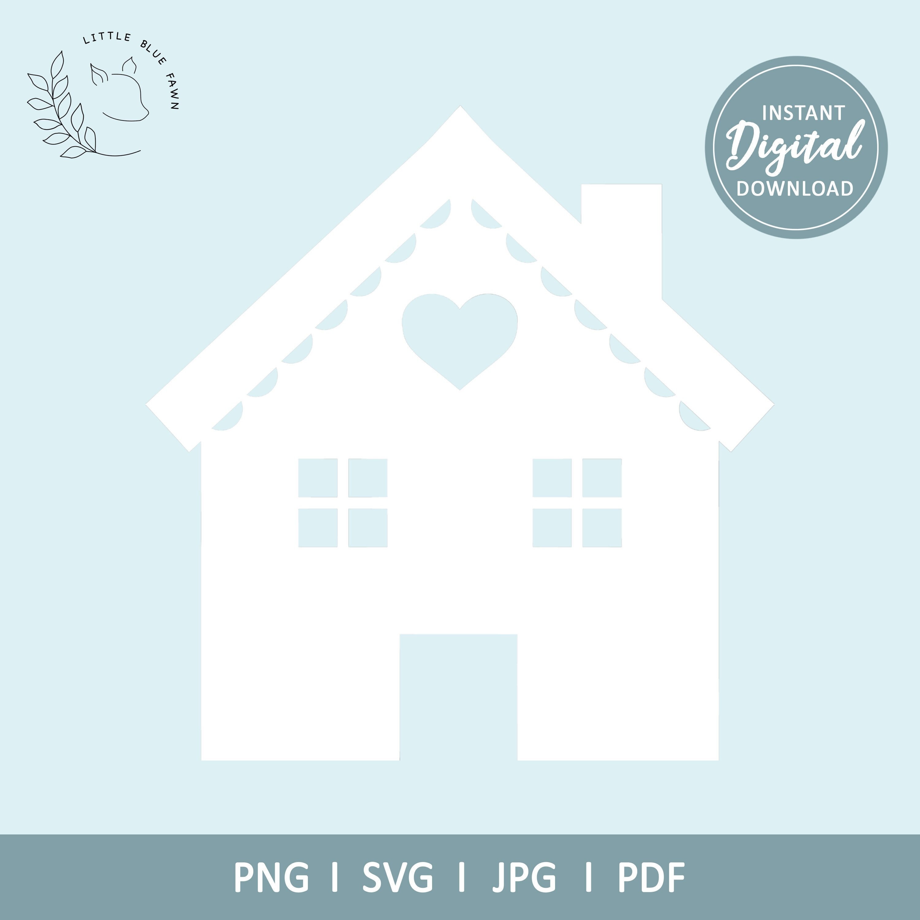 Cute House SVG Cutting File for Cricut, Silhouette Home PNG Cut File ...