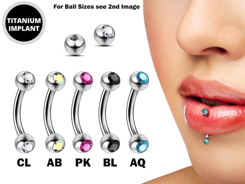 Titanium Vertical Labret Stud Lip Piercings With Gem Ball - Etsy
