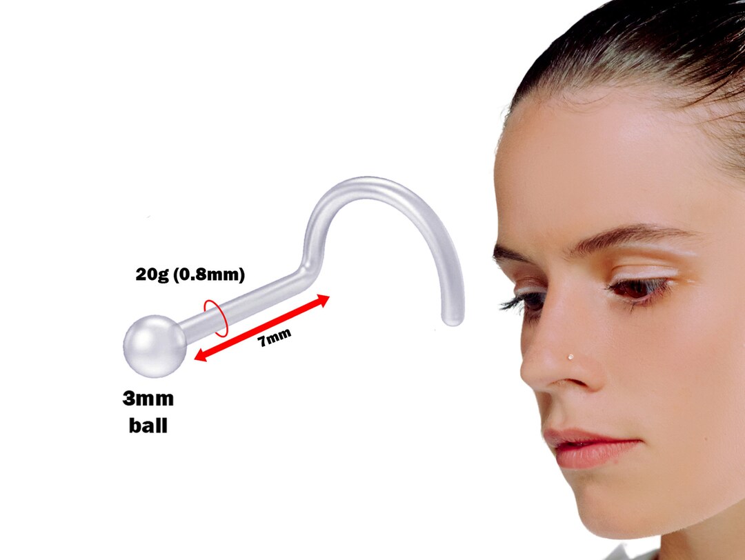 Nostril Screw Piercing Retainer, Clear Nose Stud Flexible Transparent ...