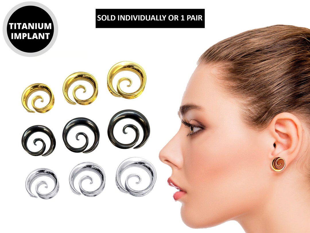Titanium Spiral Saddle Plugs Ear Stretching Ear Tunnel Coil, Ear Plug ...