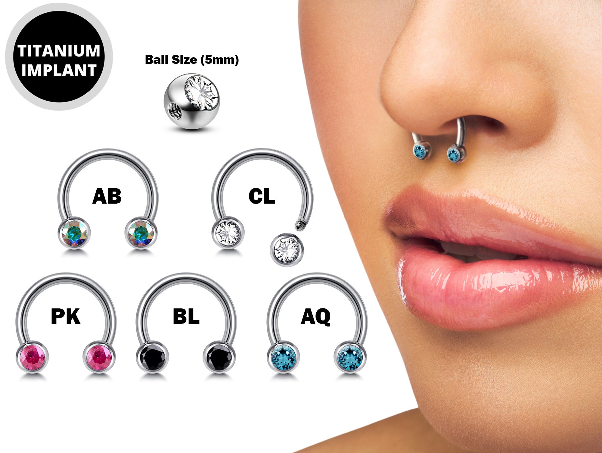14g Septum Crystal - Etsy