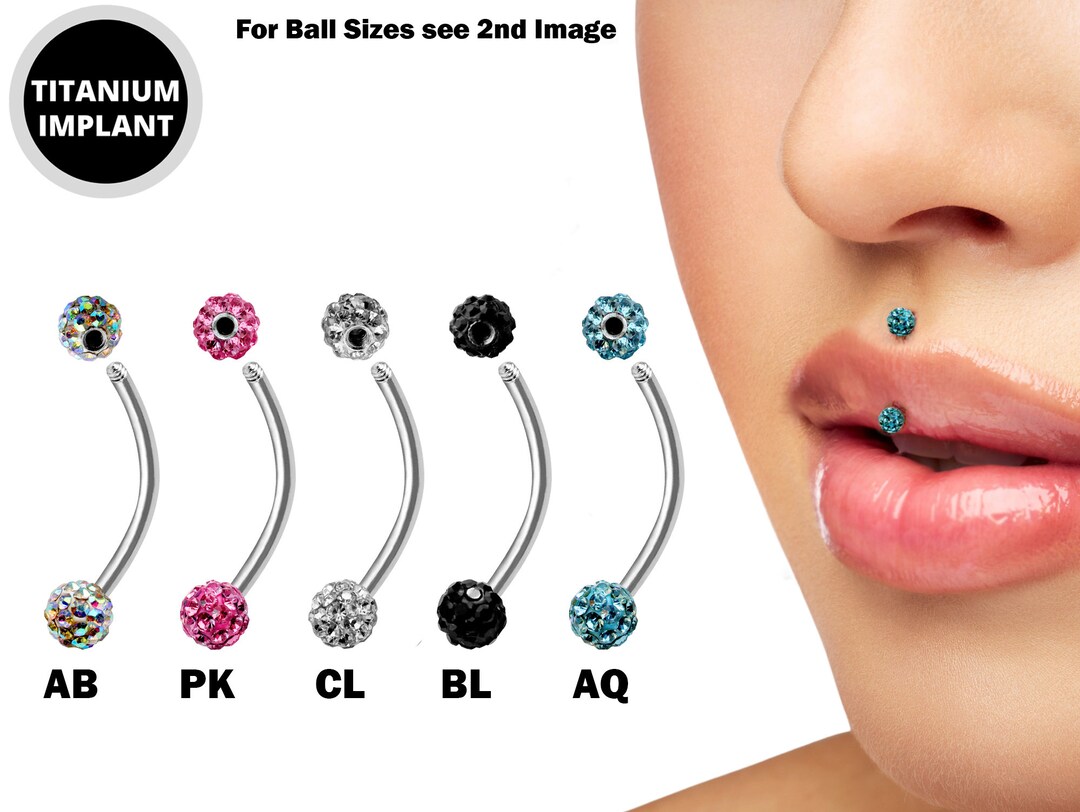 Titanium Jestrum Jewelry, Vertical Medusa Lip Jewelry With Disco Ball ...