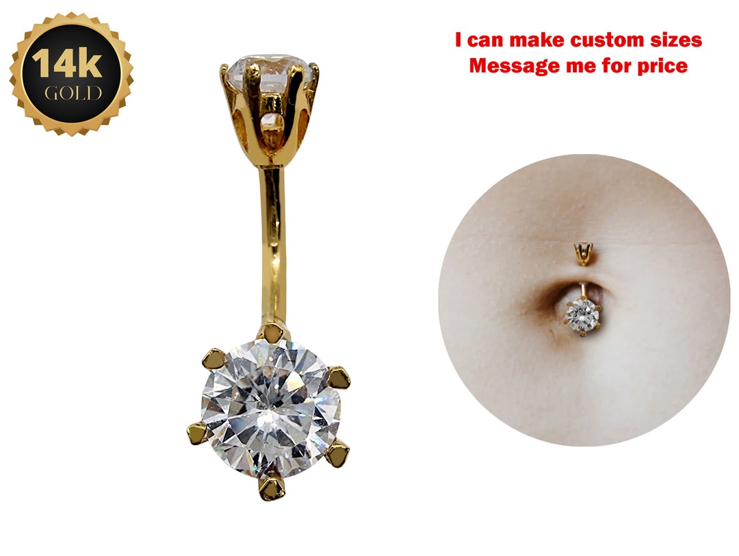 Prong Set Round Belly Button Ring With Crystal Belly Ring Sexy Belly ...