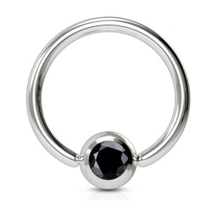 Titanium Captive Bead Hoop Nipple Piercing Jewelry With Gem Ball CZ ...