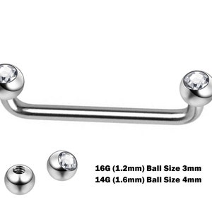 Dermal Surface Piercing, Nape Piercing With Gem Crystal Titanium 16g ...