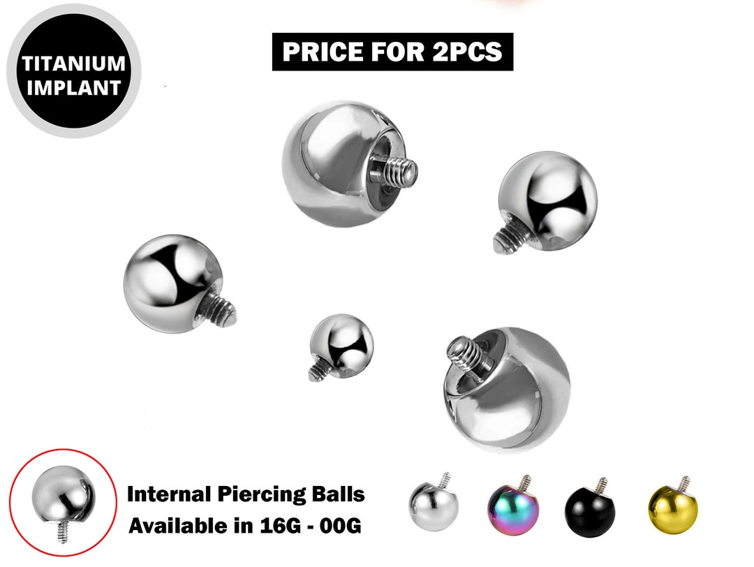 Internal Balls Piercing Parts 2pcs Titanium Piercing Balls for Internal ...
