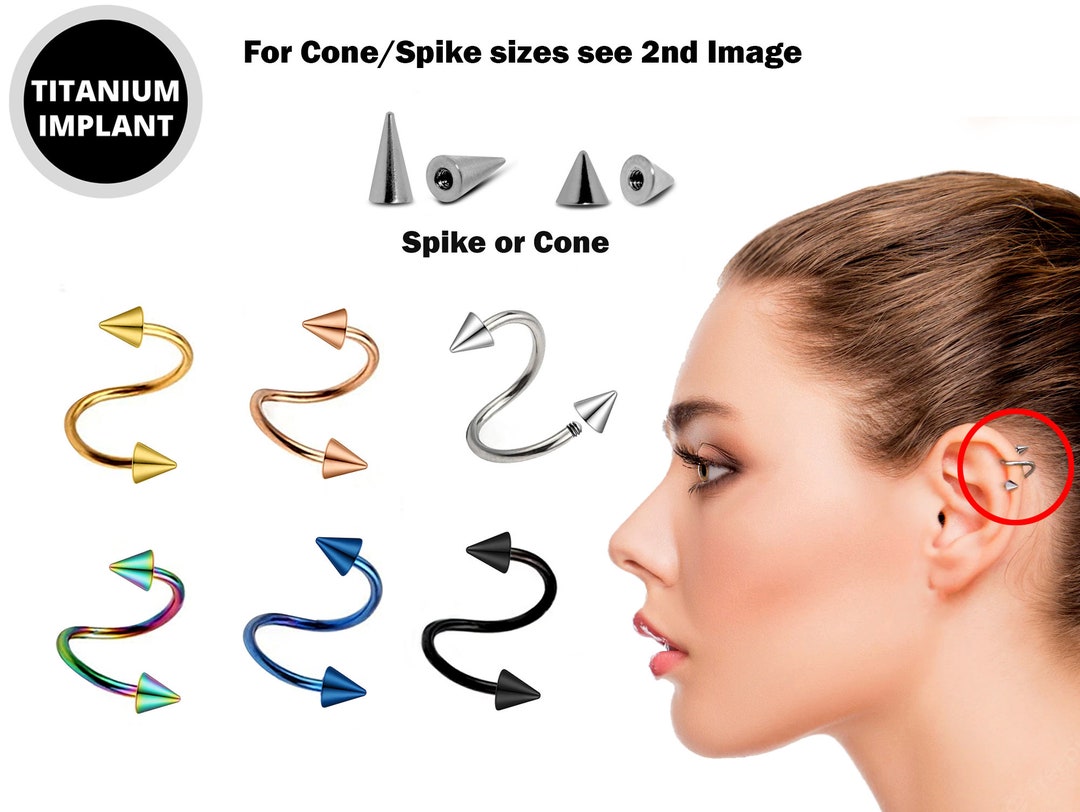Spiral Helix Piercing, Titanium Twisted Barbell Earring 16g 14g in Many ...