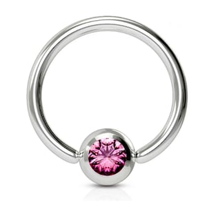 Titanium Captive Bead Hoop Nipple Piercing Jewelry With Gem Ball CZ Crystal 18g 16g 14g Ball ...