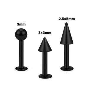 Titanium Labret Stud Piercing Ball, Cone, Spike 3pcs 16g Lip Piercing ...
