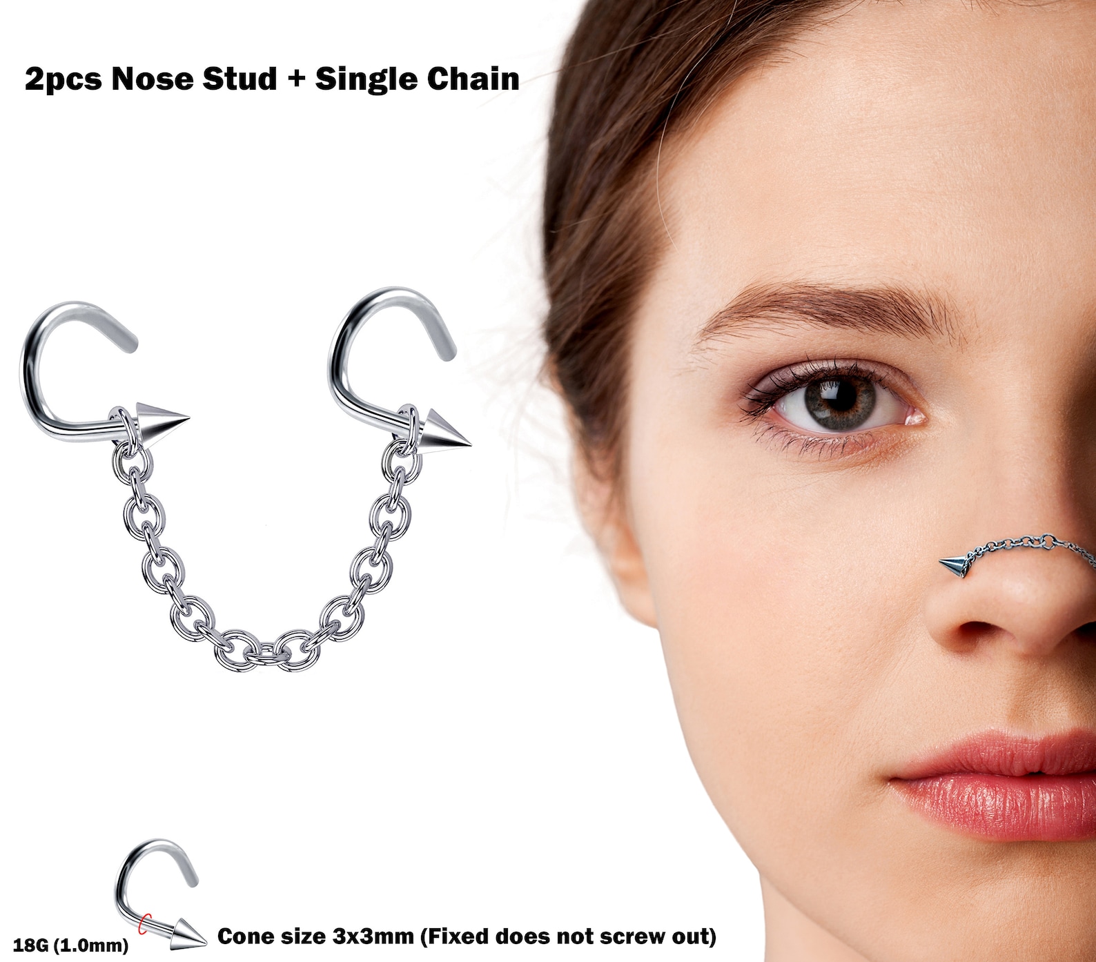 Spike Nasallang Nose Screw Piercing 2pcs Nostril Studs With - Etsy