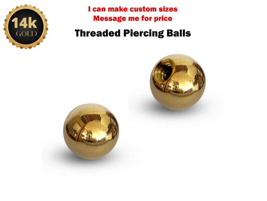 Gold Threaded Piercing Ball Made From Solid 14K Gold Piercing ...