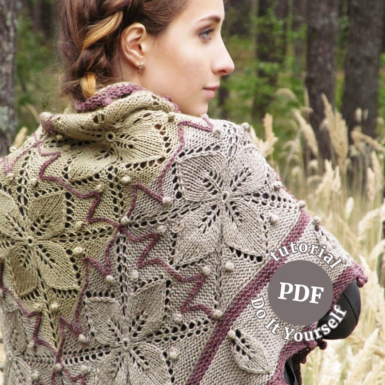 Patrón de tejer chal, chal triangular de punto, descarga instantánea en ...