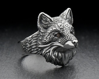 Sterling Silver Fox Totem Ring Handmade Fox Ring Fox Lovers Ring Animal Jewelry Animal Lovers Gift Fox Jewelry Fox Head Ring Etsy