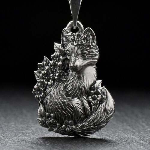 Large Fox Silver Mens Necklace Solid Silver Fox Pendant With - Etsy