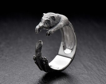 Ferret Ring, Silver Ferret Ring, Ferret, Ring, Ferret Jewelry, Animal ...