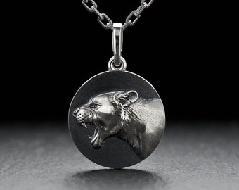 Silver Lioness Pendant Seen From the Front. Silver Lioness - Etsy