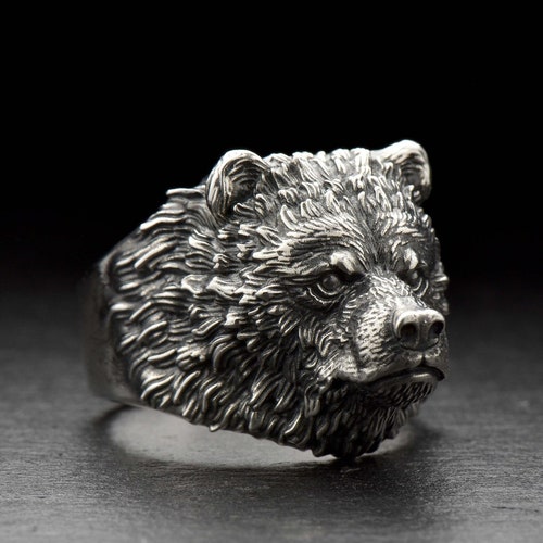 Bear Ring Sterling Silver Ring Grizzly Bear Bear Jewelry - Etsy