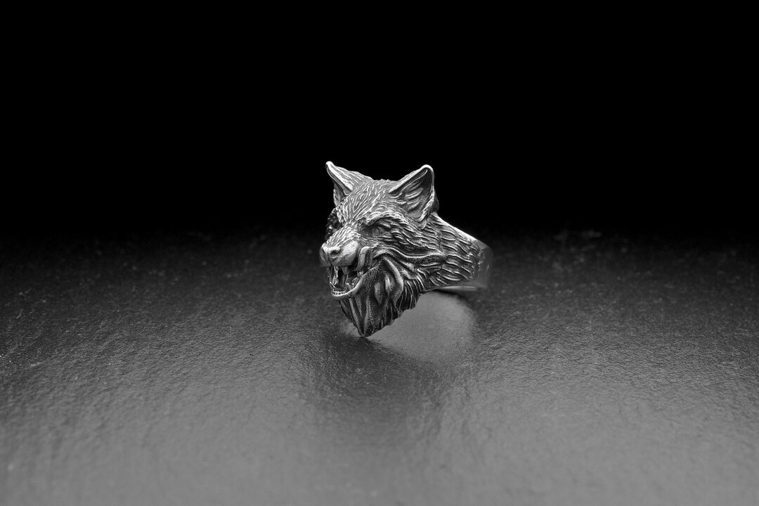 Sterling Silver Fox Head Ring, Handmade Fox Jewelry, Gothic Animal Ring ...