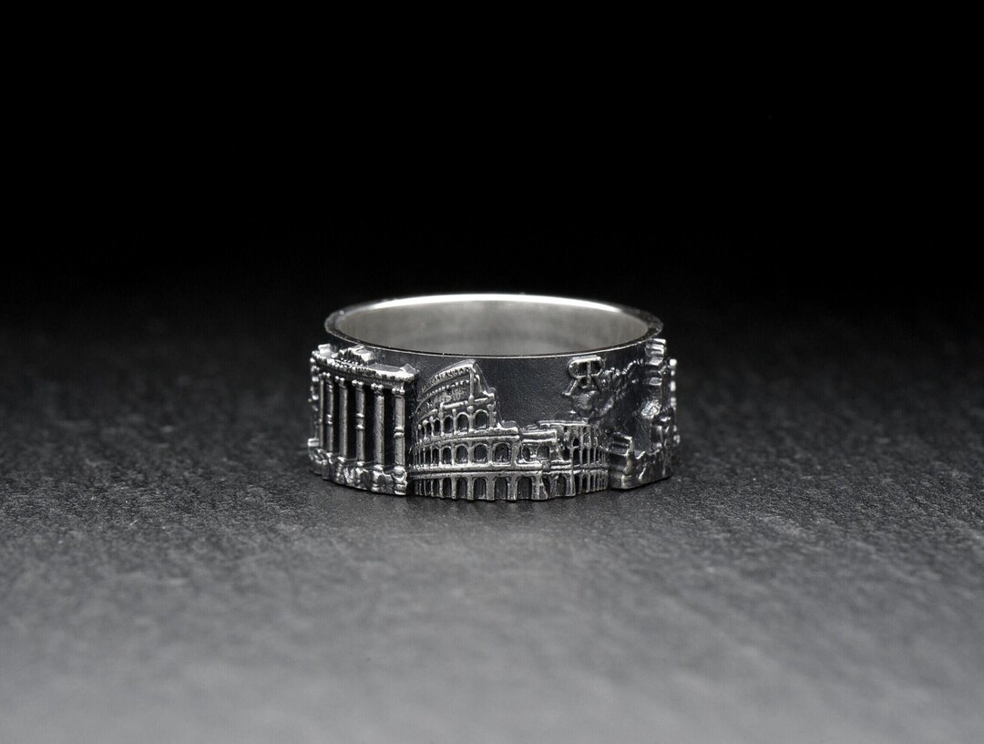 Oxidized Sterling Silver Colosseum Ring - Italy Cityscape Jewelry - Etsy