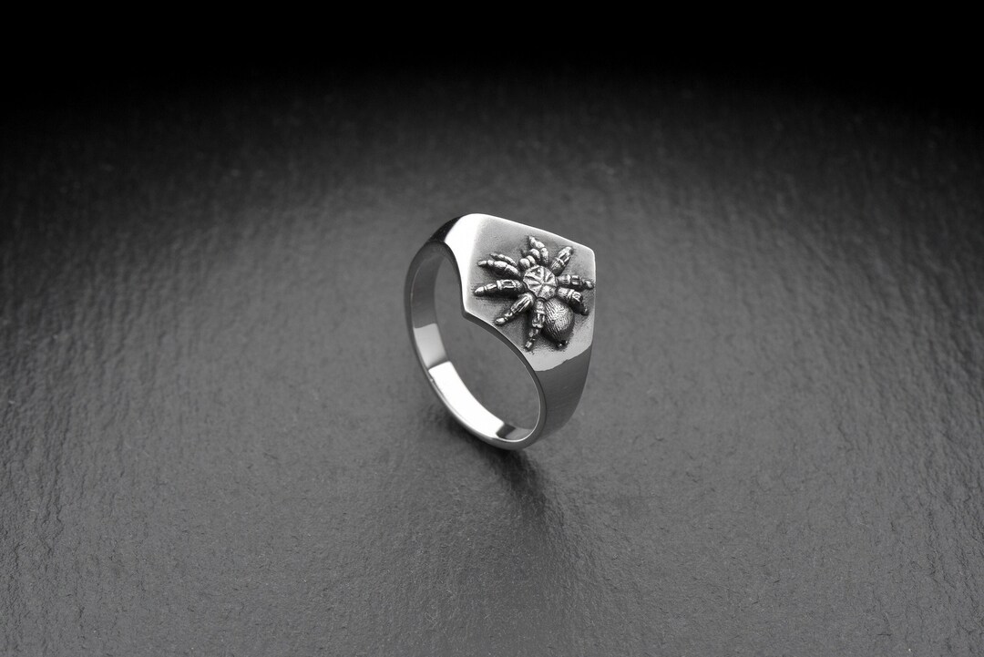 Sterling Silver Tarantula Signet Ring, Handmade Spider Ring, Spider ...