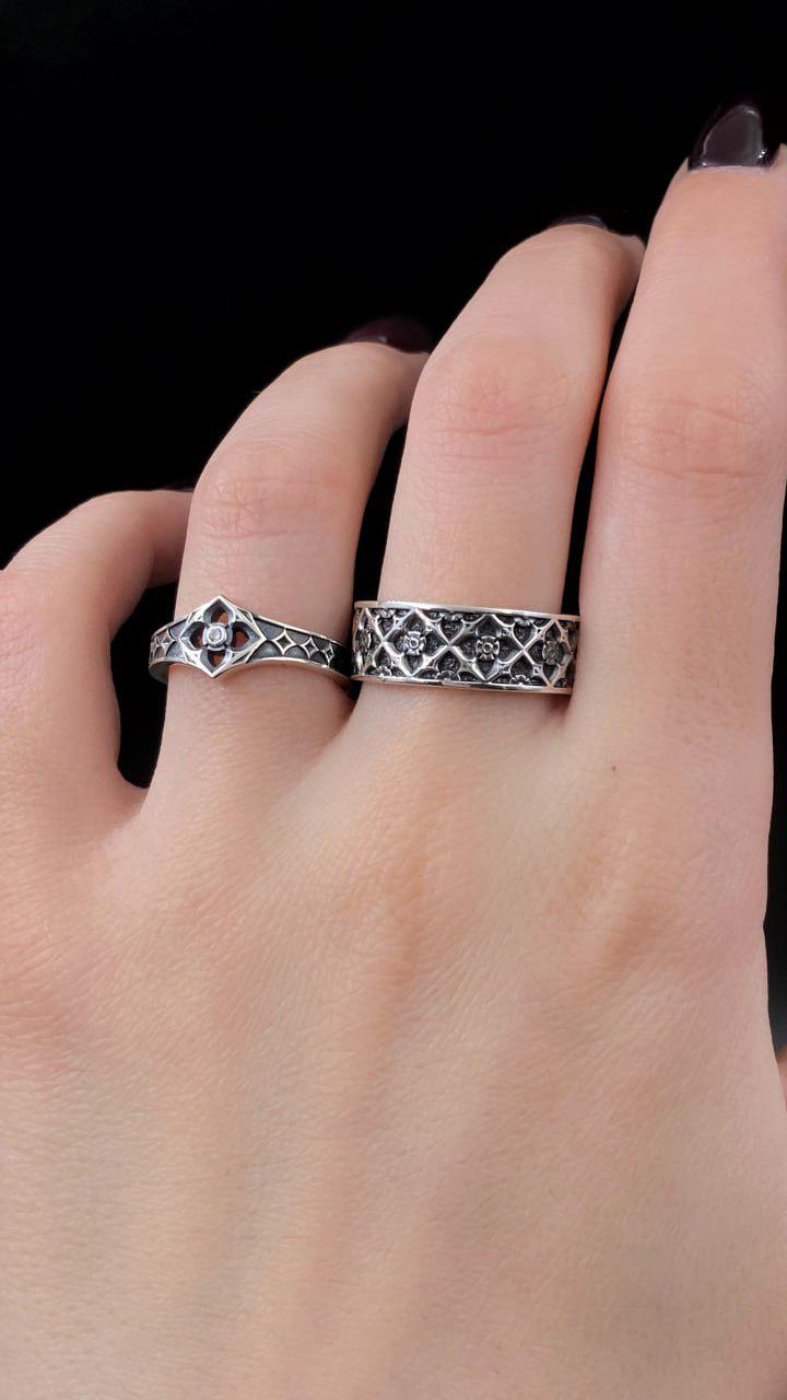 Gothic Silver Ring – Sterling Silver Medieval Floral Band | Vintage ...