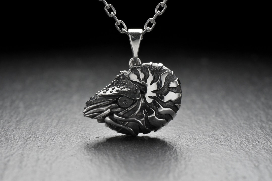Sterling Silver Pendant Nautilus, Sea Creatures Jewelry, Marine Life ...