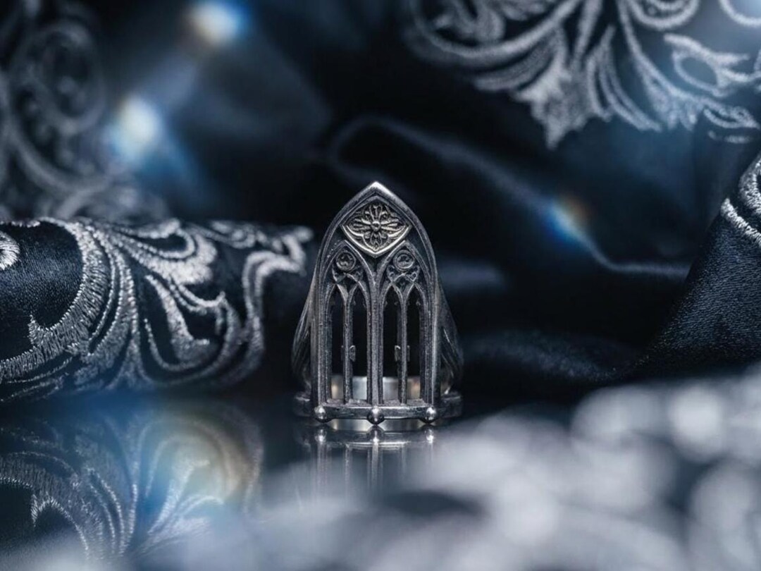 Sterling Silver Gothic Cathedral Window Ring: Handmade Dark Jewelry - Etsy