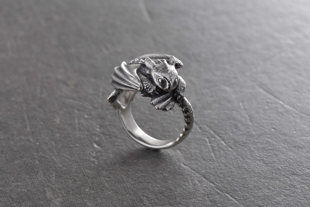 Sterling Silver Ring Baby Dragon, Cute Dragon Ring, Dragon Ring ...