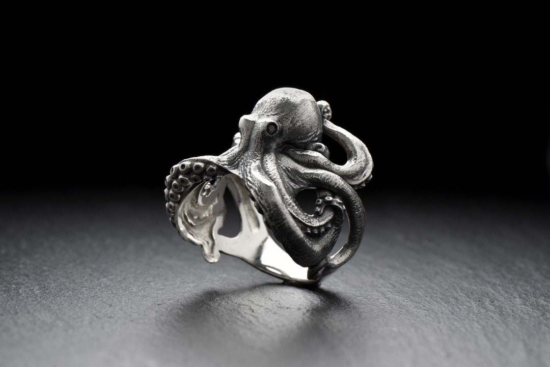 Sterling Silver Octopus Ring, Octopus Lovers Jewelry, Handmade Squid Jewelry, Sea Lovers Gift ...