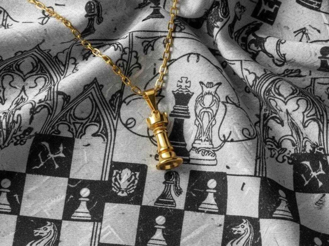 Sterling Silver Chess Rook Pendant: Polished Chess Piece Jewelry - Etsy