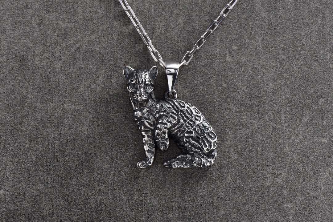 Sterling Silver Pendant Ocelot, Wild Cat Jewelry, Handmade Ocelot ...