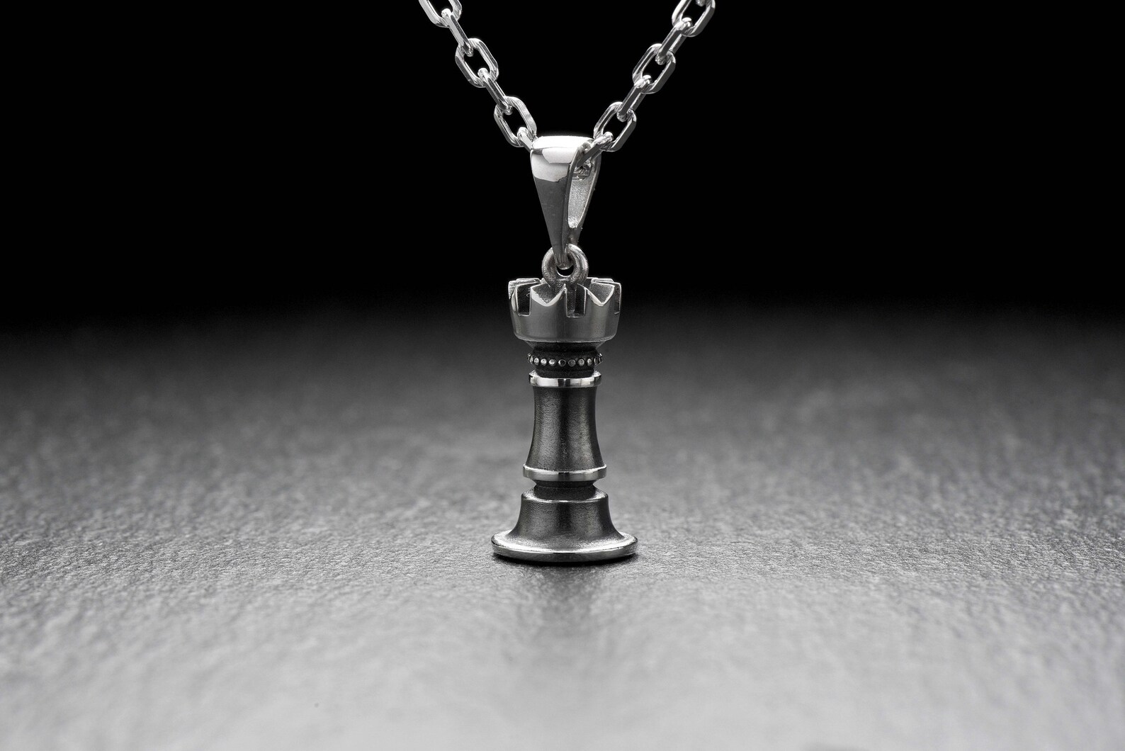 Sterling Silver Chess Rook Pendant: Polished Chess Piece Jewelry - Etsy