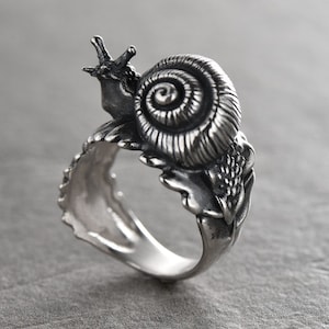 Sterling Silver Snail Ring, Handmade Animal Jewelry, Snail Lovers Ring ...