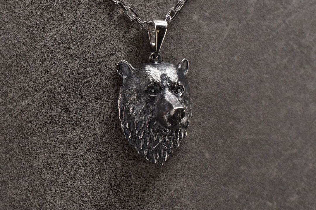 Sterling Silver Bear Pendant, Grizzly Jewelry, Bear Totem Pendant, Bear ...