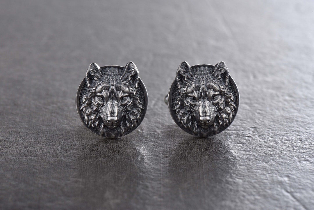 Sterling Silver Cufflinks Wolf, Animal Jewelry, Wolf Cufflinks, Wolf ...