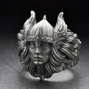 Sterling Silver Valkyrie Ring, Goddess Freya, Odin Ring, Valkyrie ...